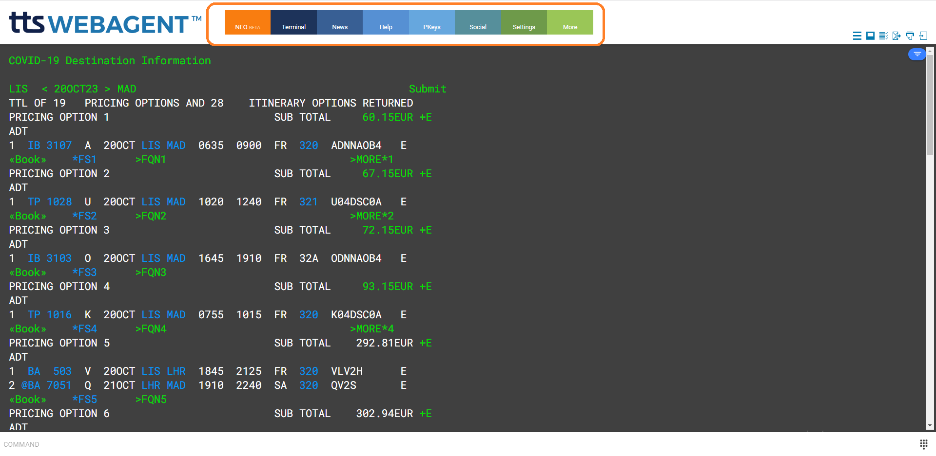 Main Menu – TTS Support