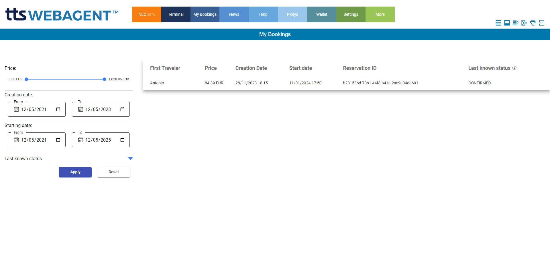 My Bookings Section in TTS WebAgent – TTS Support