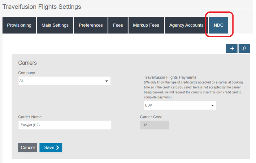Setting up NDC configurations – TTS Support